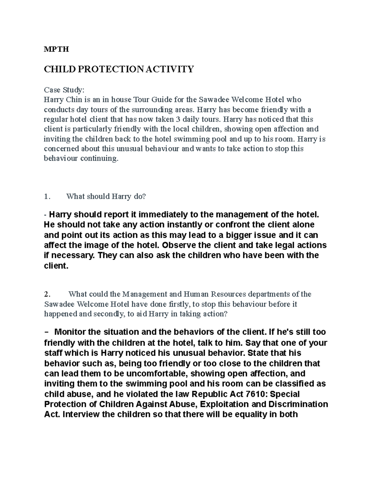 Child protection - jghgvjygiyv - MPTH CHILD PROTECTION ACTIVITY Case ...