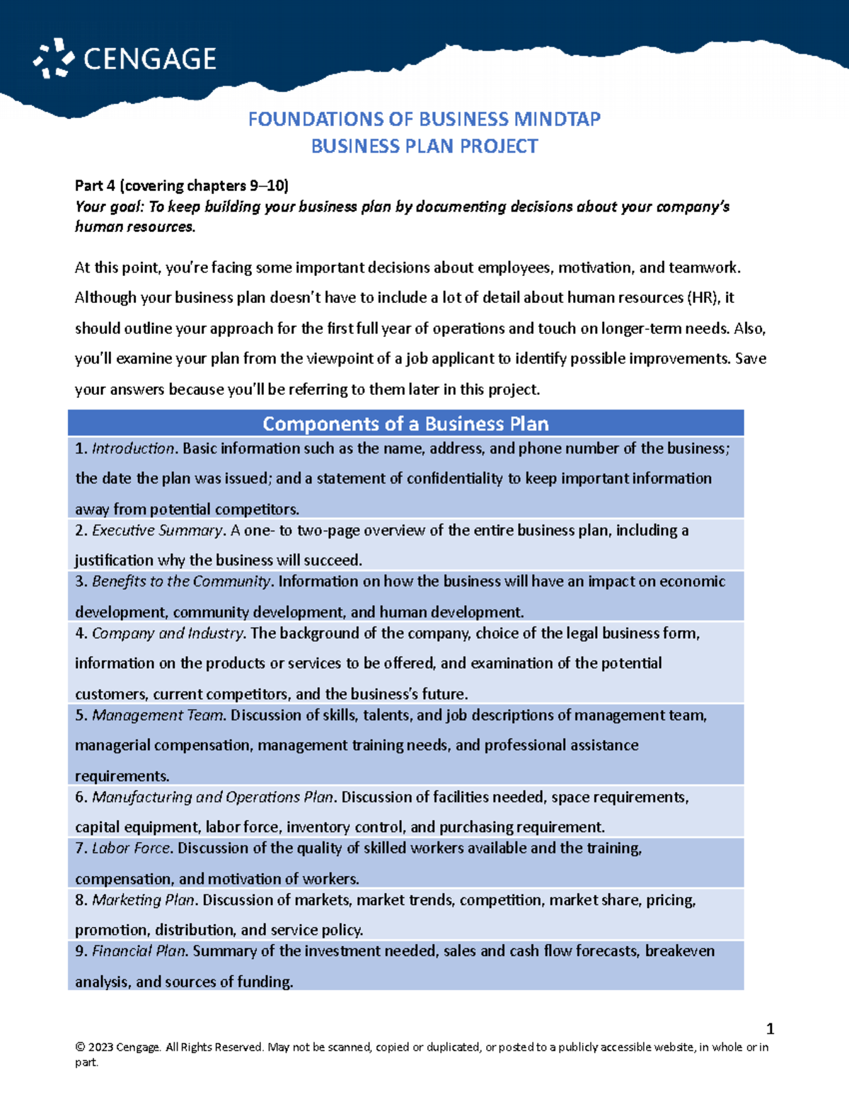 Part 4 FOB7e Business Plan - BUSINESS PLAN PROJECT Part 4 (covering ...