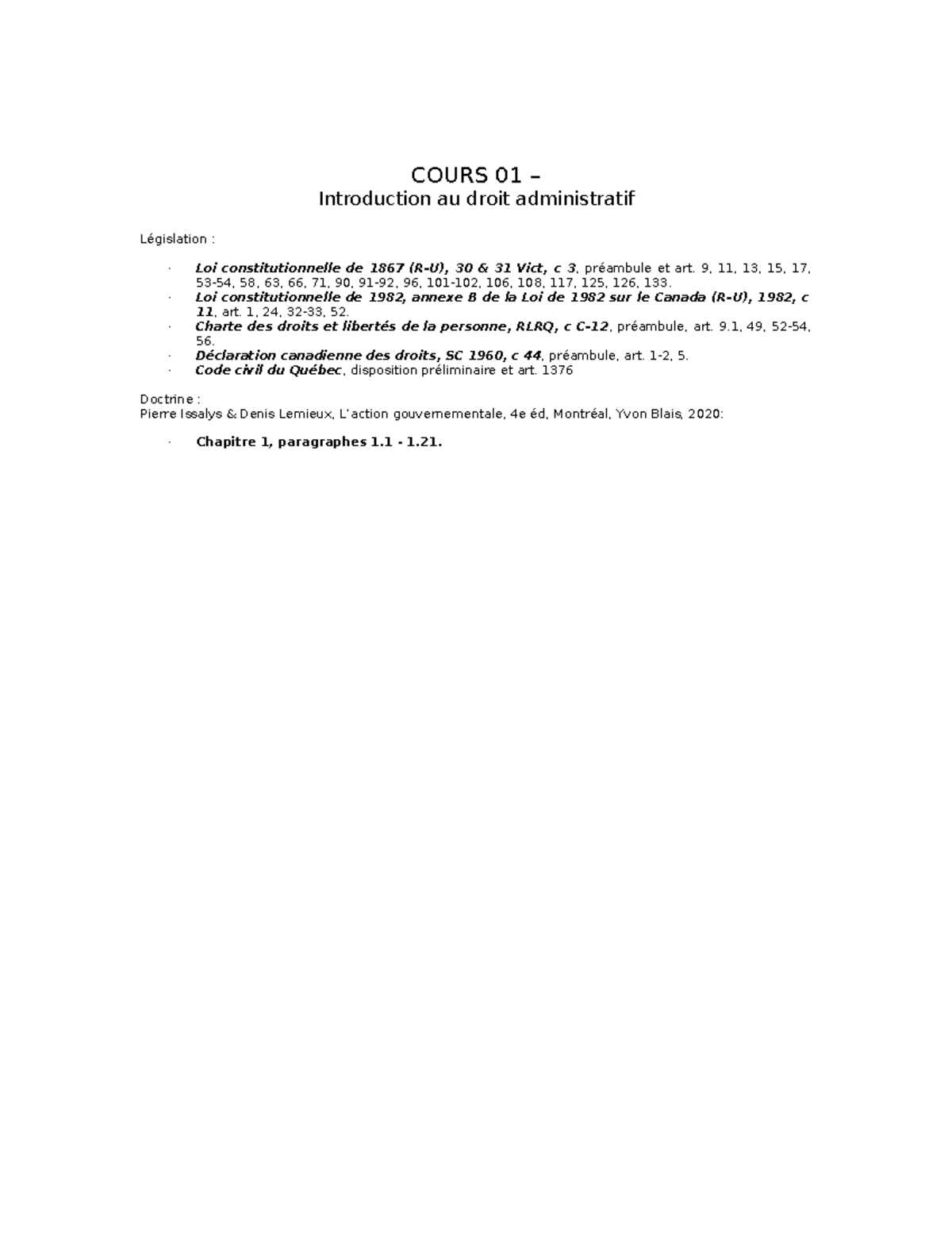Cours 01 - Droit Admin 1 - COURS 01 – Introduction au droit ...