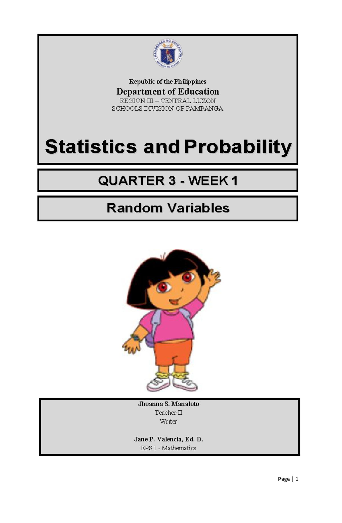 Statistics and Probability Quarter 3 Week 1 no answer key ...
