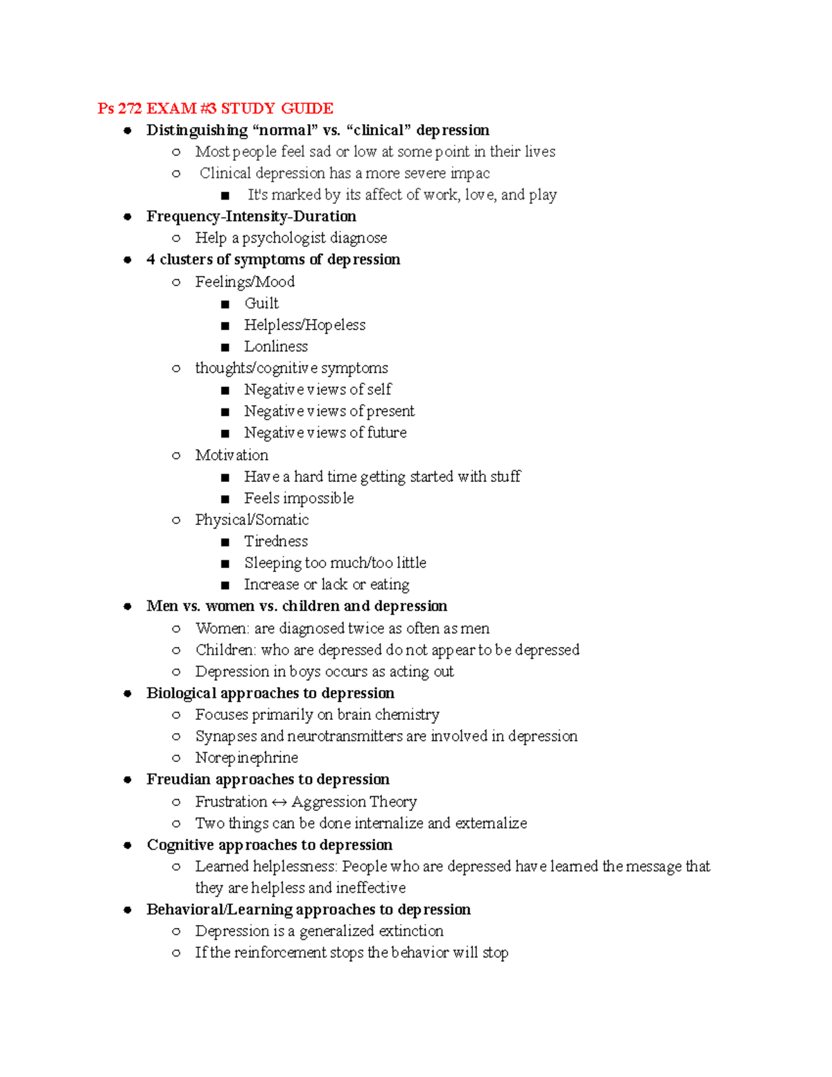 Ps 272 EXAM #3 Study Guide - Ps 272 EXAM #3 STUDY GUIDE Distinguishing ...