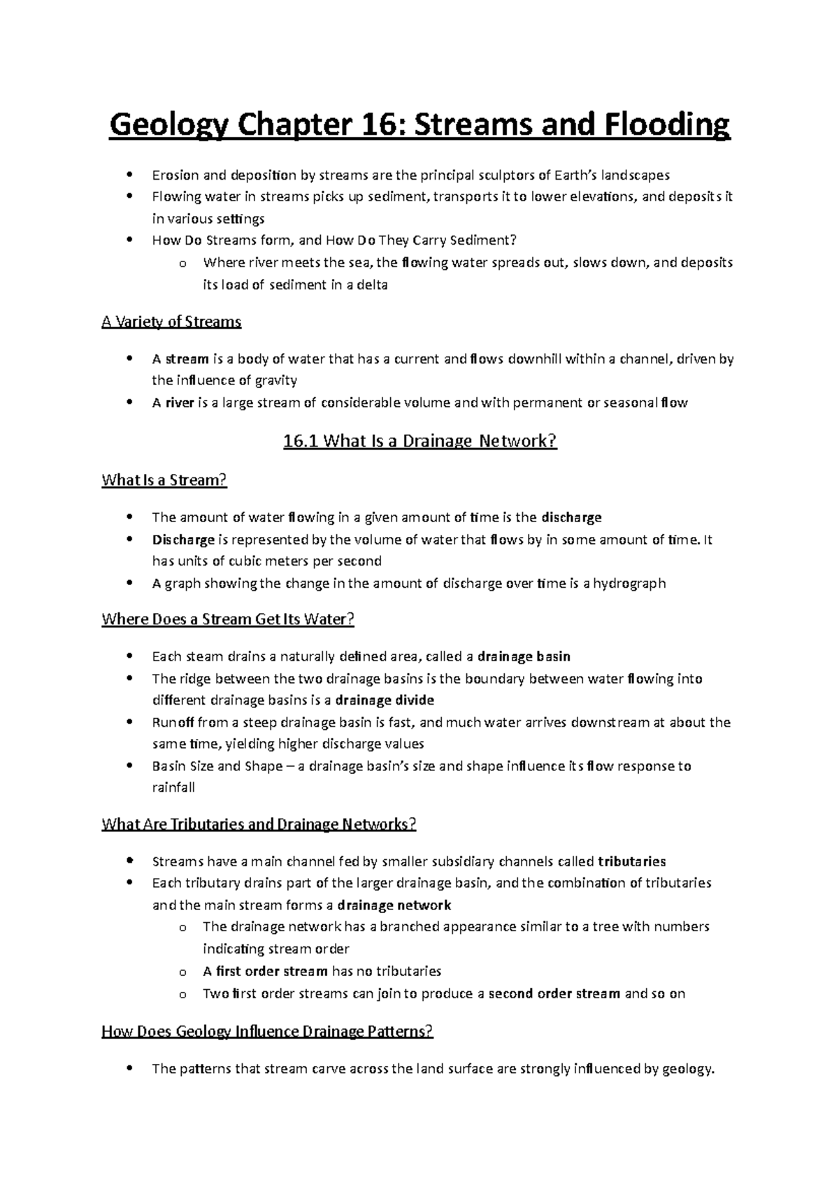 Geology Chapter 16 and 17 - Geology Chapter 16: Streams and Flooding ...