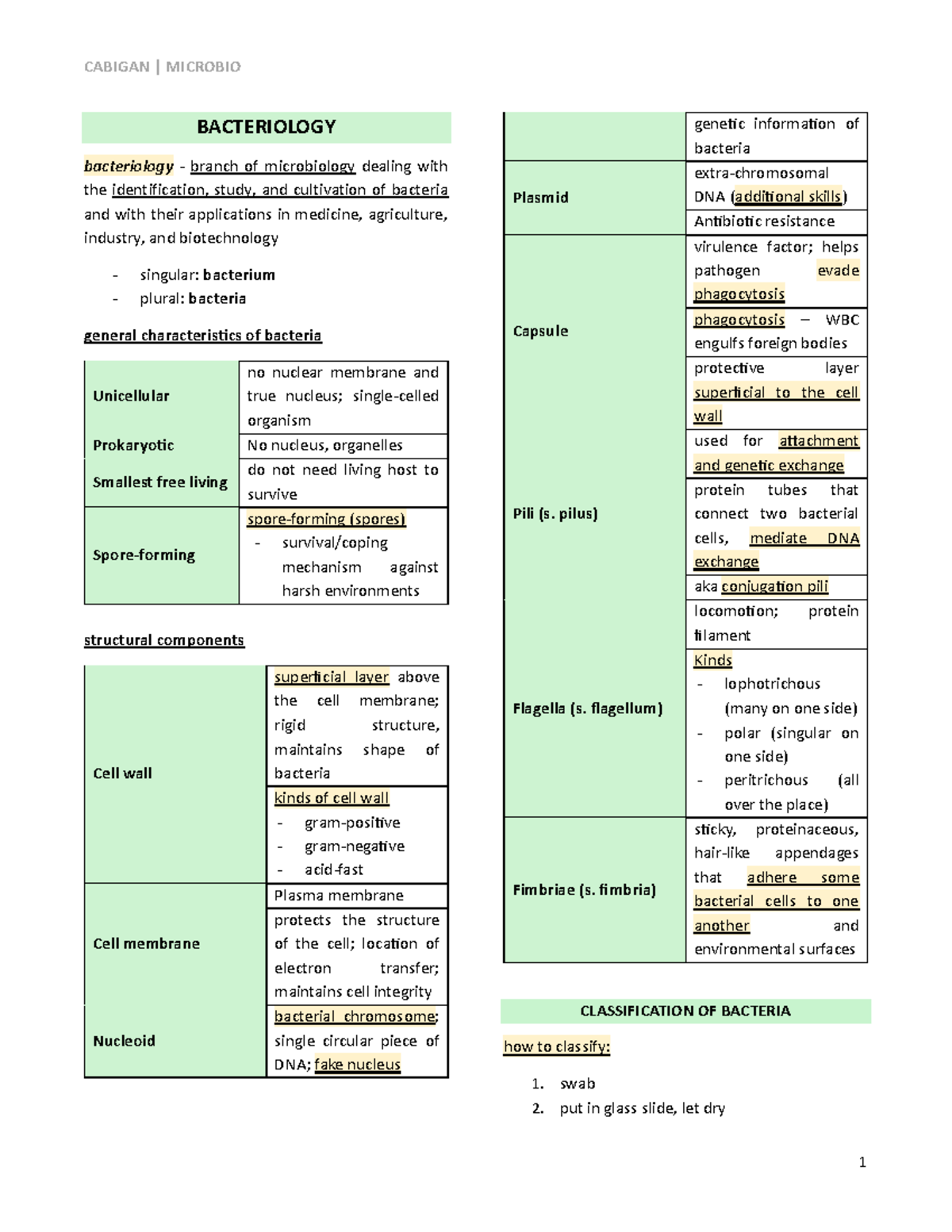 Microbiology midterm - notes - BACTERIOLOGY bacteriology - branch of ...