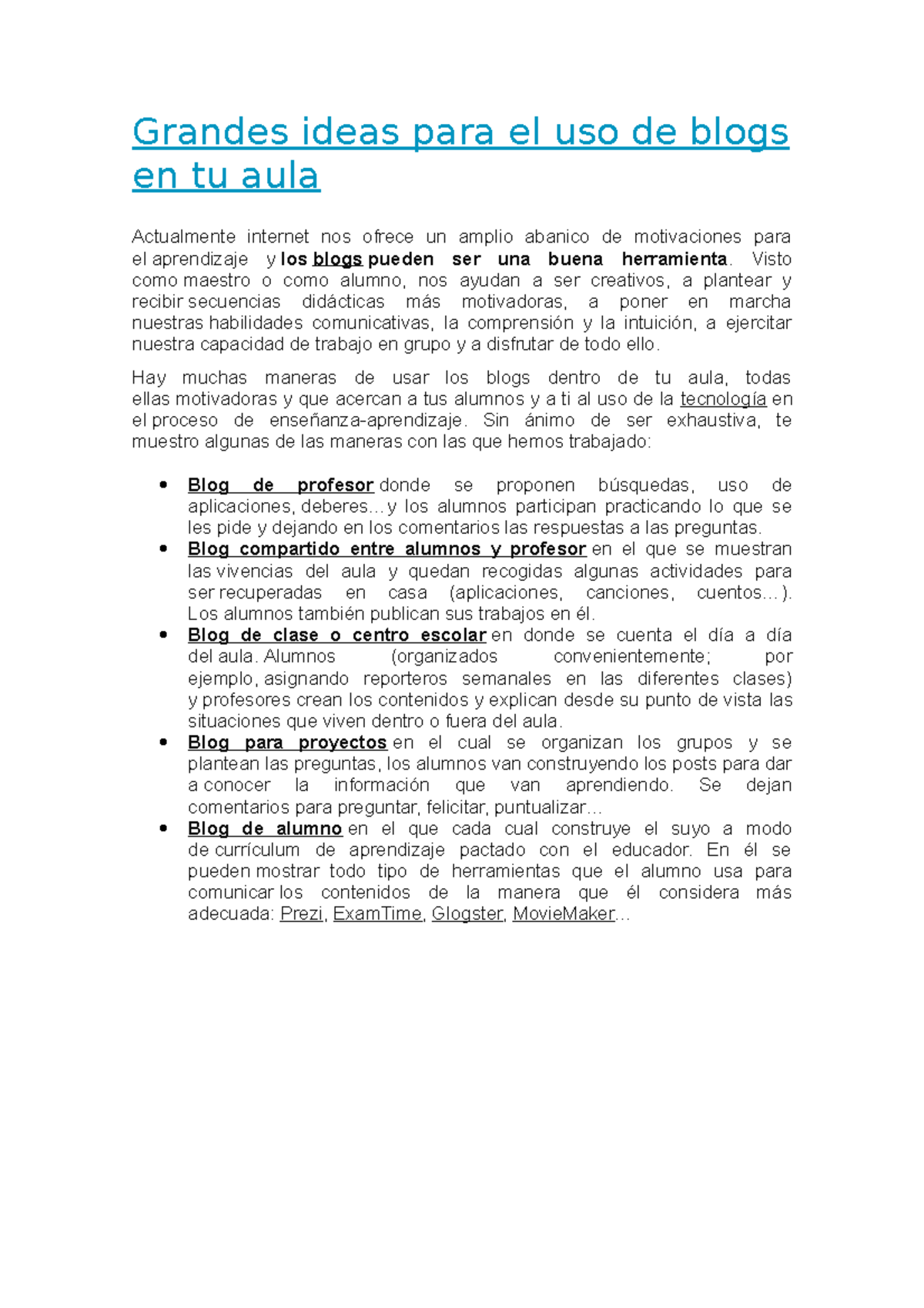 Grandes ideas para el uso de blogs en tu aula - Grandes ideas para el ...