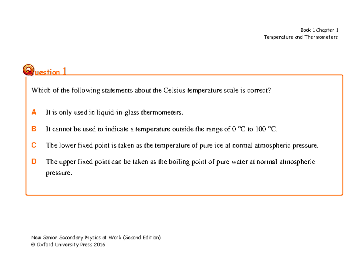 Qc 101 - Physics Quick Check - Temperature and Thermometers New Senior ...