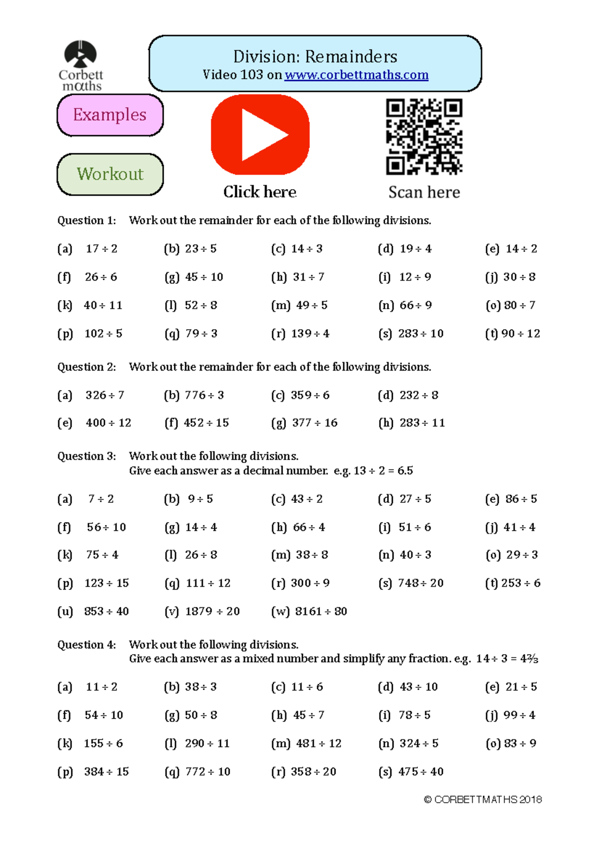 Division-Remainders-pdf - ! Division: Remainders Video 103 on ...