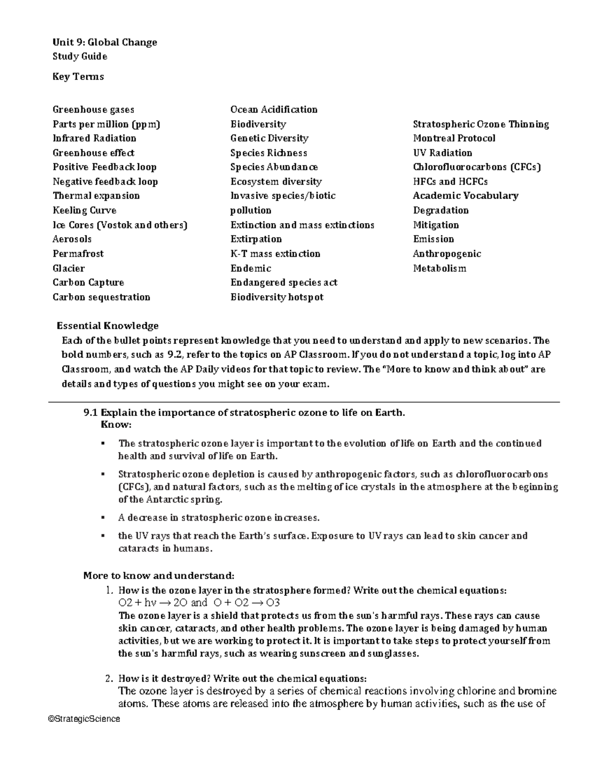 Unit9 study guide - Unit 9: Global Change Study Guide Key Terms ...