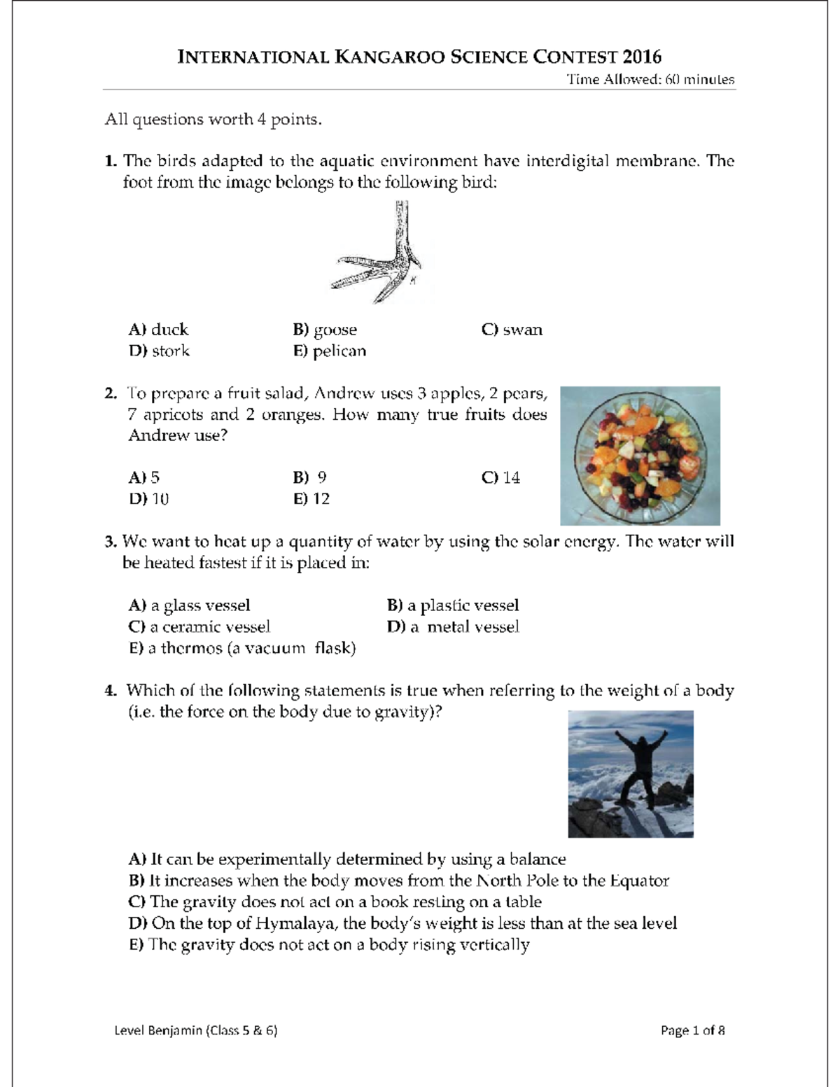 Grade 5-6 - kangaroo sains - INTERNATIONAL KANGAROO SCIENCE CONTEST ...