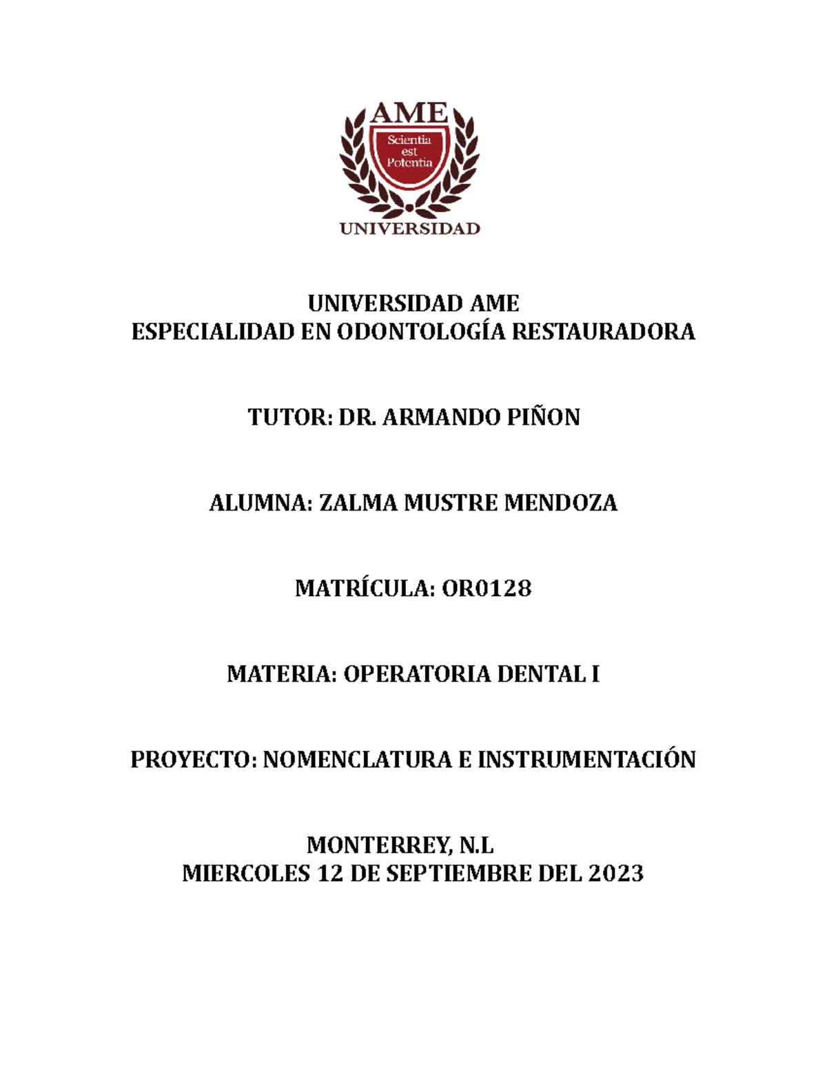 Nomenclatura E Instrumentacion - UNIVERSIDAD AME ESPECIALIDAD EN ...