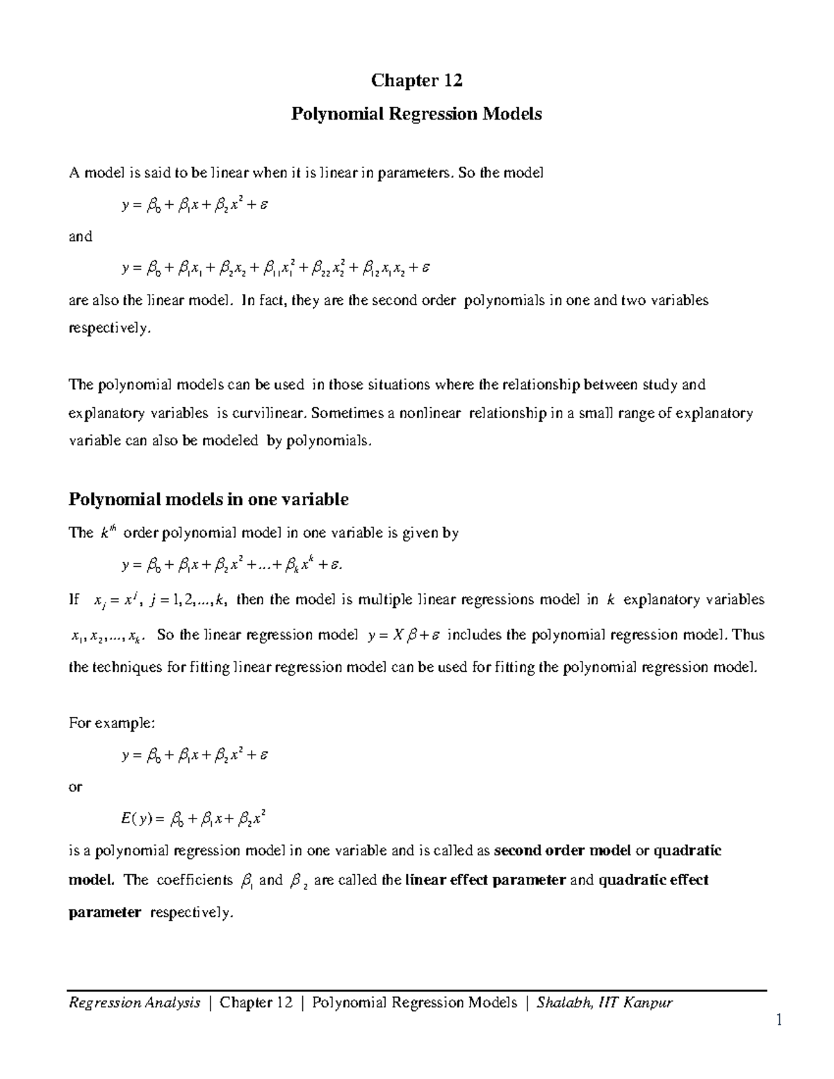 Chapter 12-Regression-Polynomial Regression - Chapter 12 Polynomial ...