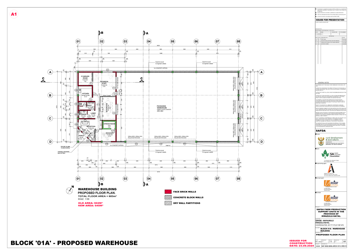 SAF-2022-QWA-ARCH-101-C-REV D - Proposed Floor Plan - PROJECT: all work to be done in accordance ...