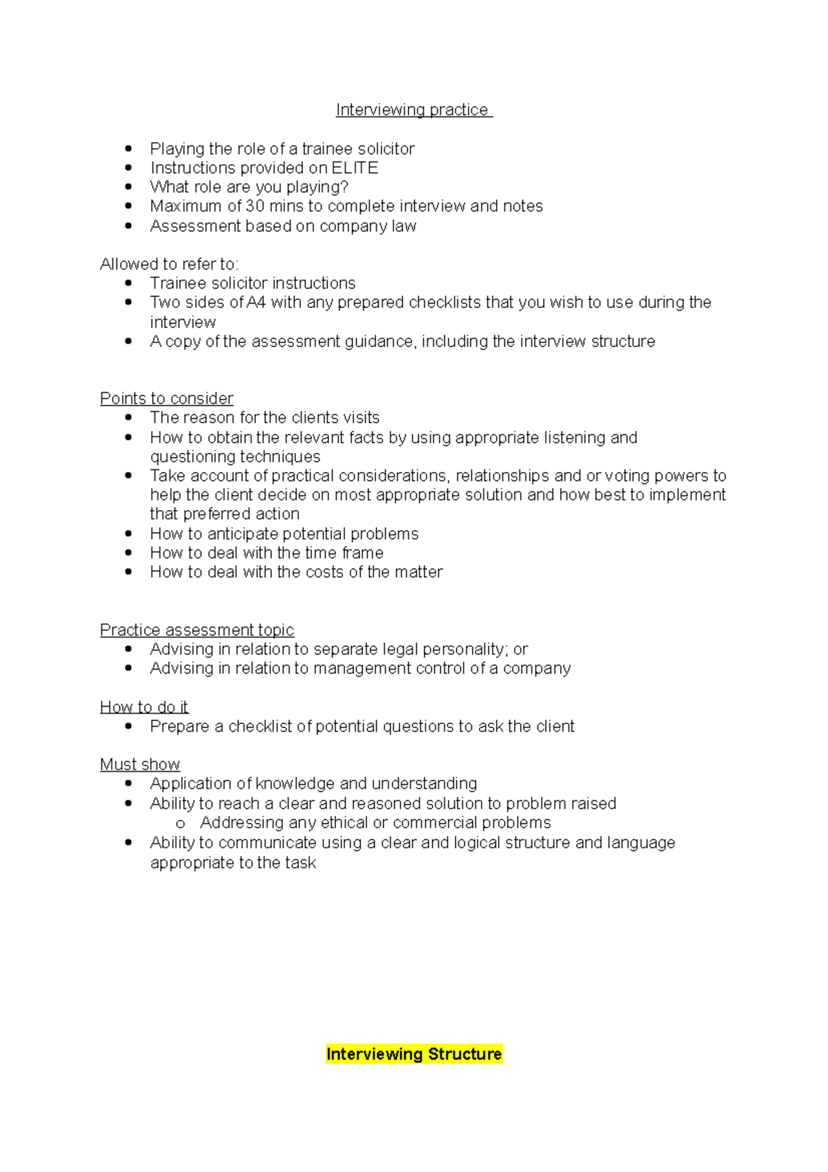 Interviewing practice and revision prep lpc llm - Interviewing practice ...