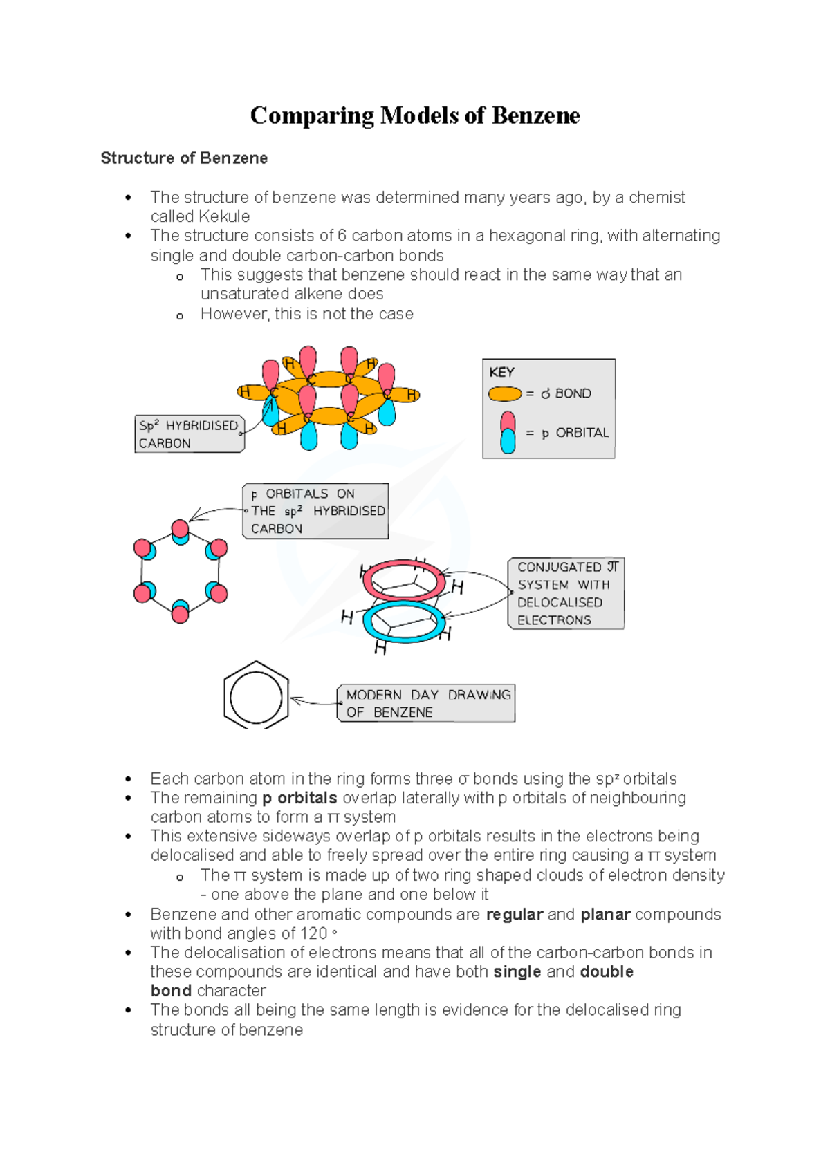Ocr a 6.1 - n/a - Comparing Models of Benzene Structure of Benzene The ...