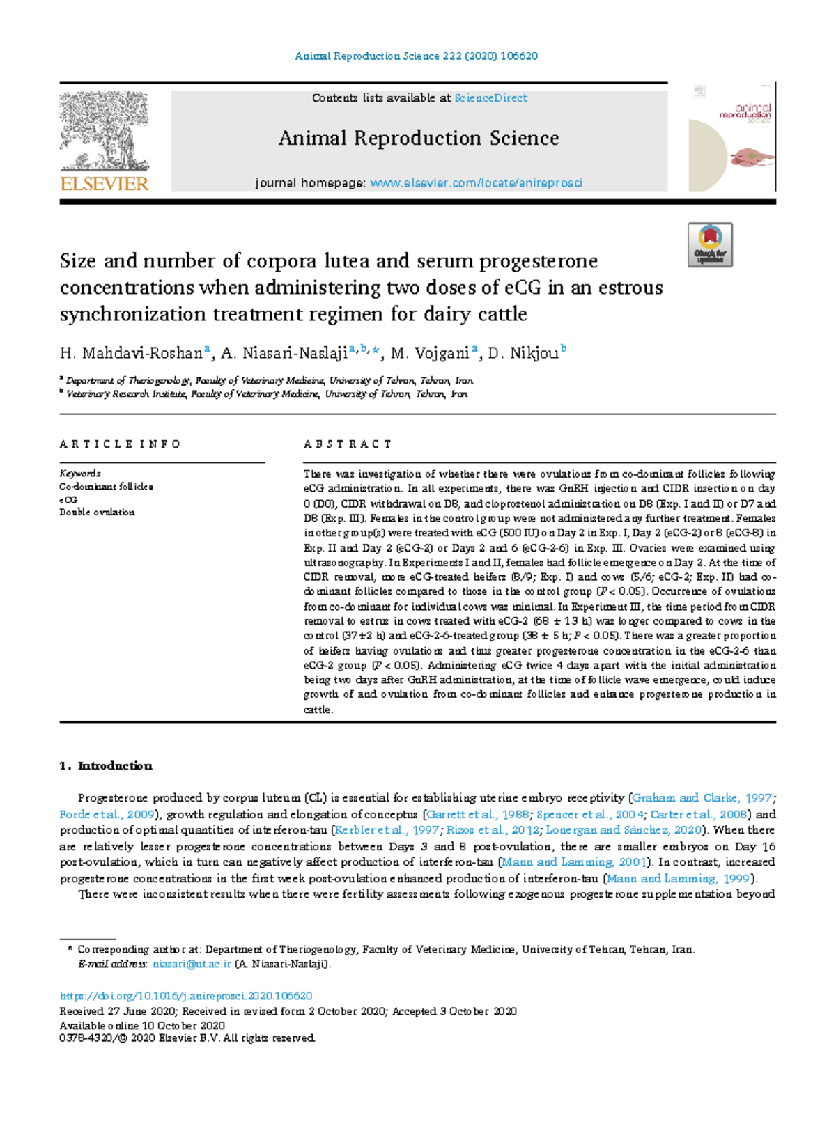 Size and number of corpora lutea and serum progesterone - Animal ...