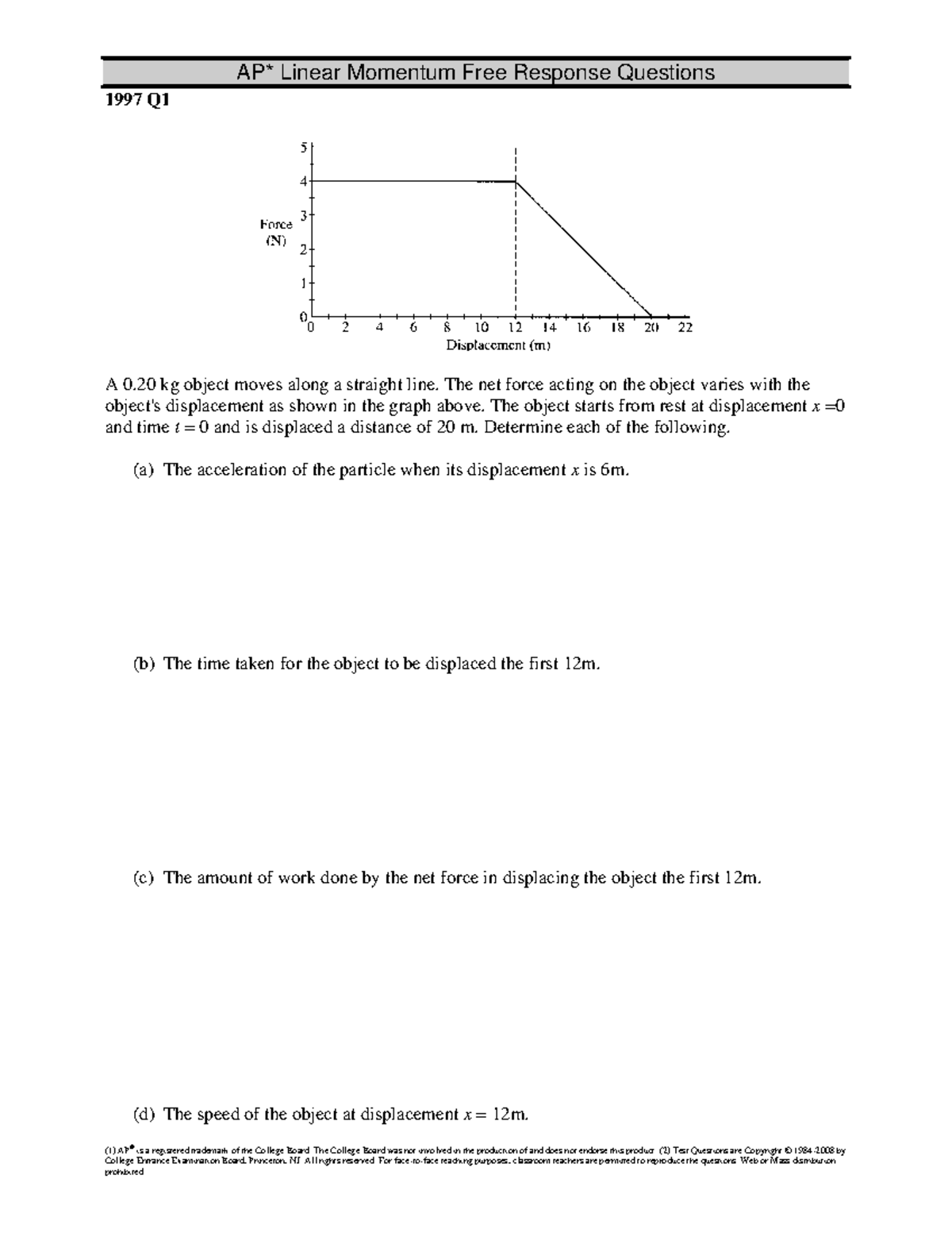 Linear Momentum AP Questions AP Linear Momentum Free Response Linear Momentum AP Questions AP Linear Momentum Free Response