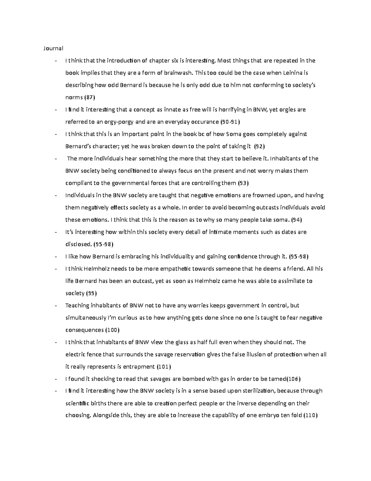 BNW 87–122 Journal - The assignments includes annotations of the pages ...
