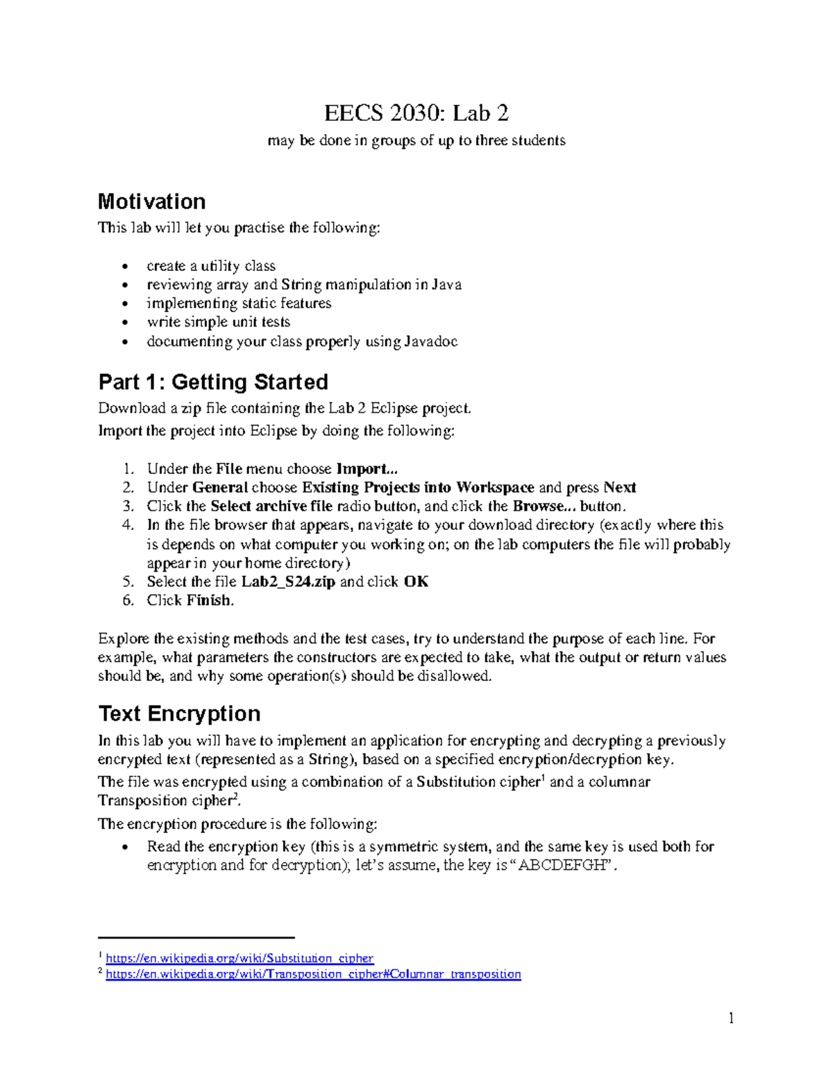 Lab2 S24 - EECS 2030 : Lab 2 may be done in groups of up to three students Motivation This lab ...
