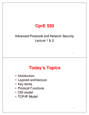 Lec4 - lecture 4 notes - CprE 530 Lecture 4 Dr Doug Jacobson Topics ...