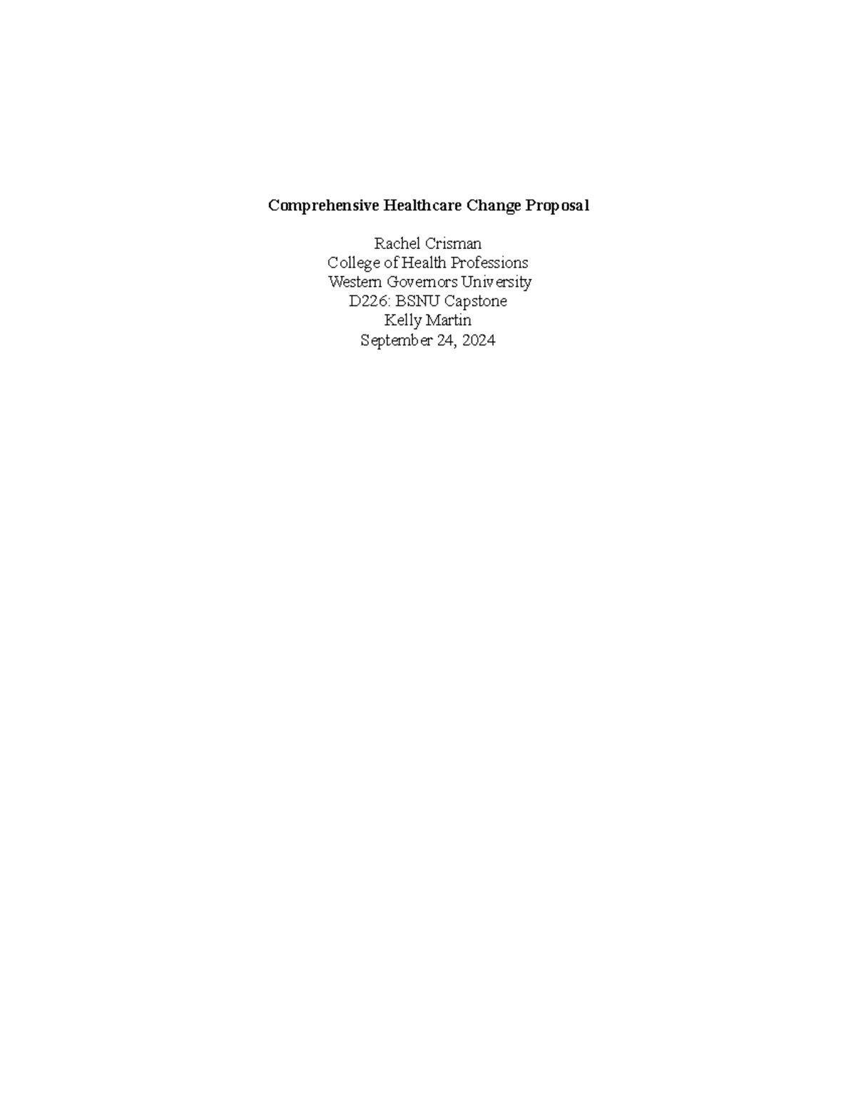 D226-Proposal Change - Passed on the 1st try - Comprehensive Healthcare ...
