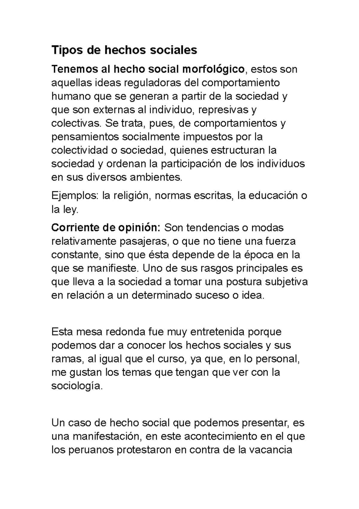 Tipos de hechos sociales - Tipos de hechos sociales Tenemos al hecho ...