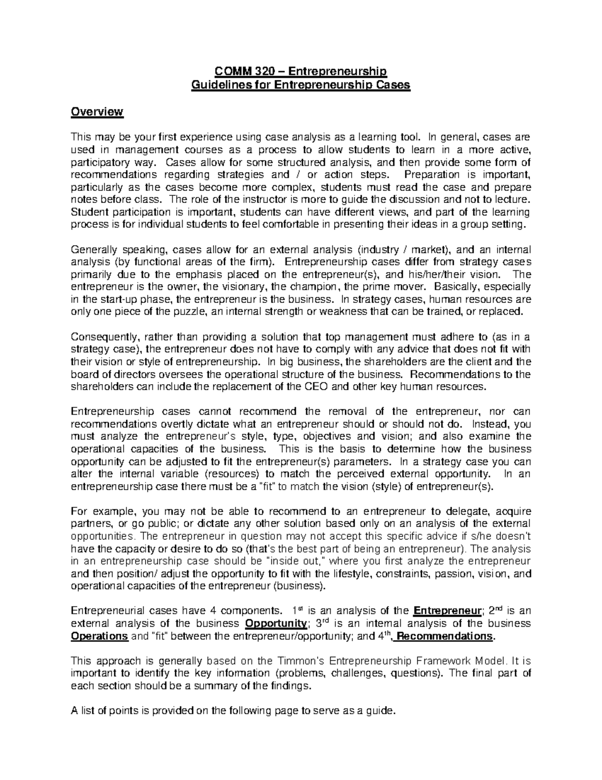 Case Guidelines - Guideline to follow to analyse case studies - COMM ...