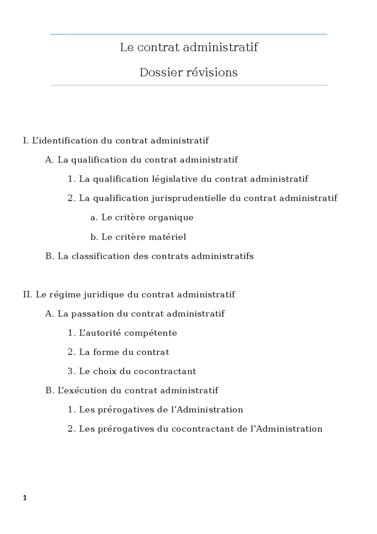 Le contrat administratif - Le contrat administratif Dossier révisions I ...