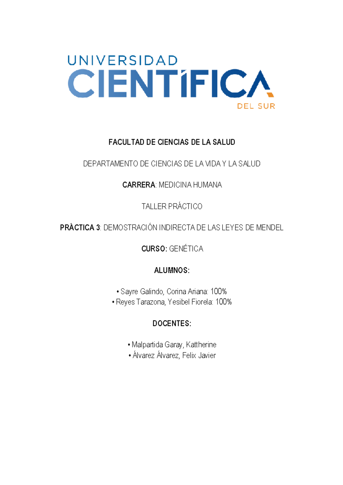 Annotated- Informe%2 003-Gen%C3%A9tica - FACULTAD DE CIENCIAS DE LA ...
