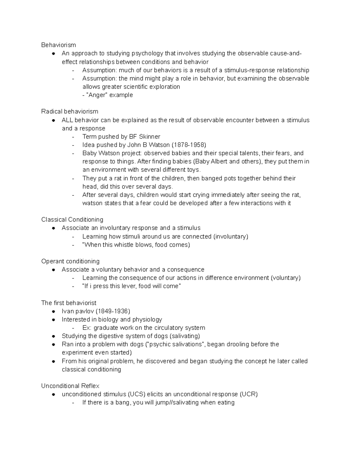 Lecture 6 Classical Conditioning - Behaviorism An approach to studying ...