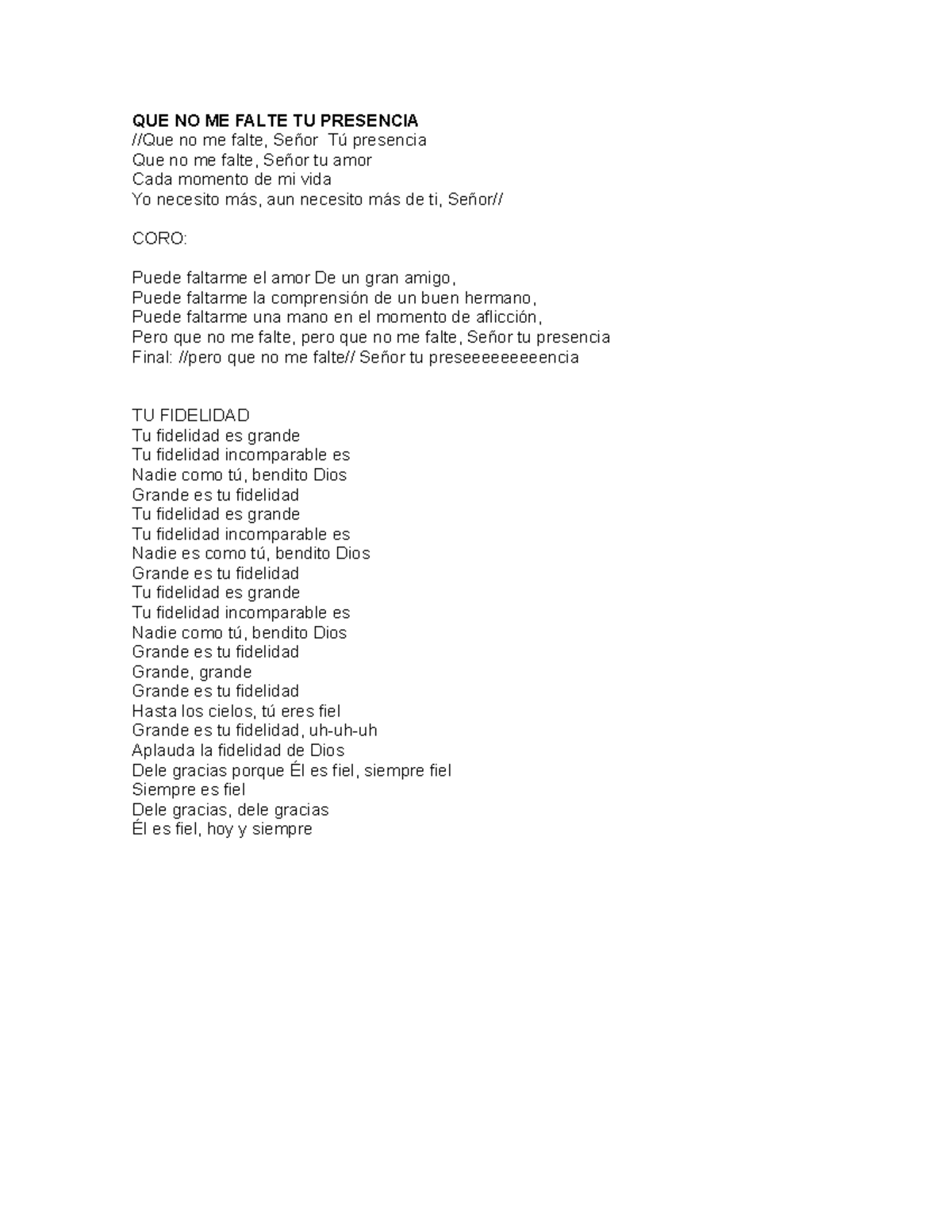 Cantoss - QUE NO ME FALTE TU PRESENCIA //Que no me falte, Señor Tú ...