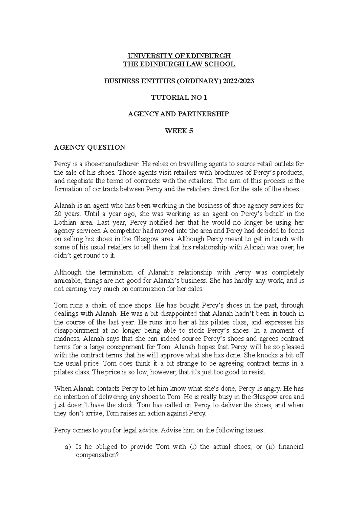 Tutorials - Full tutorial booklet - UNIVERSITY OF EDINBURGH THE ...