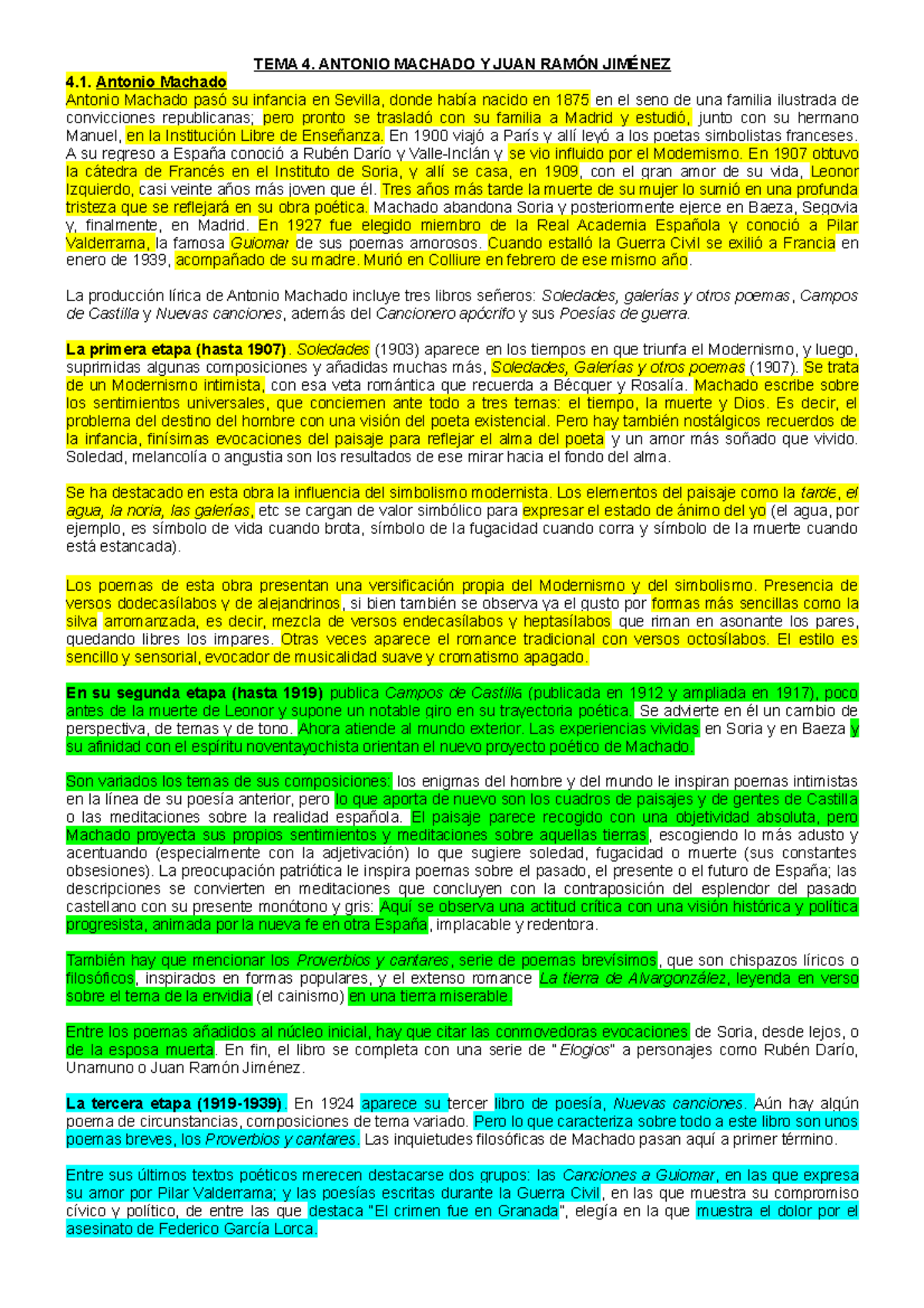 Tema 4. Antonio Machado y Juan Ramón Jiménez - TEMA 4. ANTONIO MACHADO ...