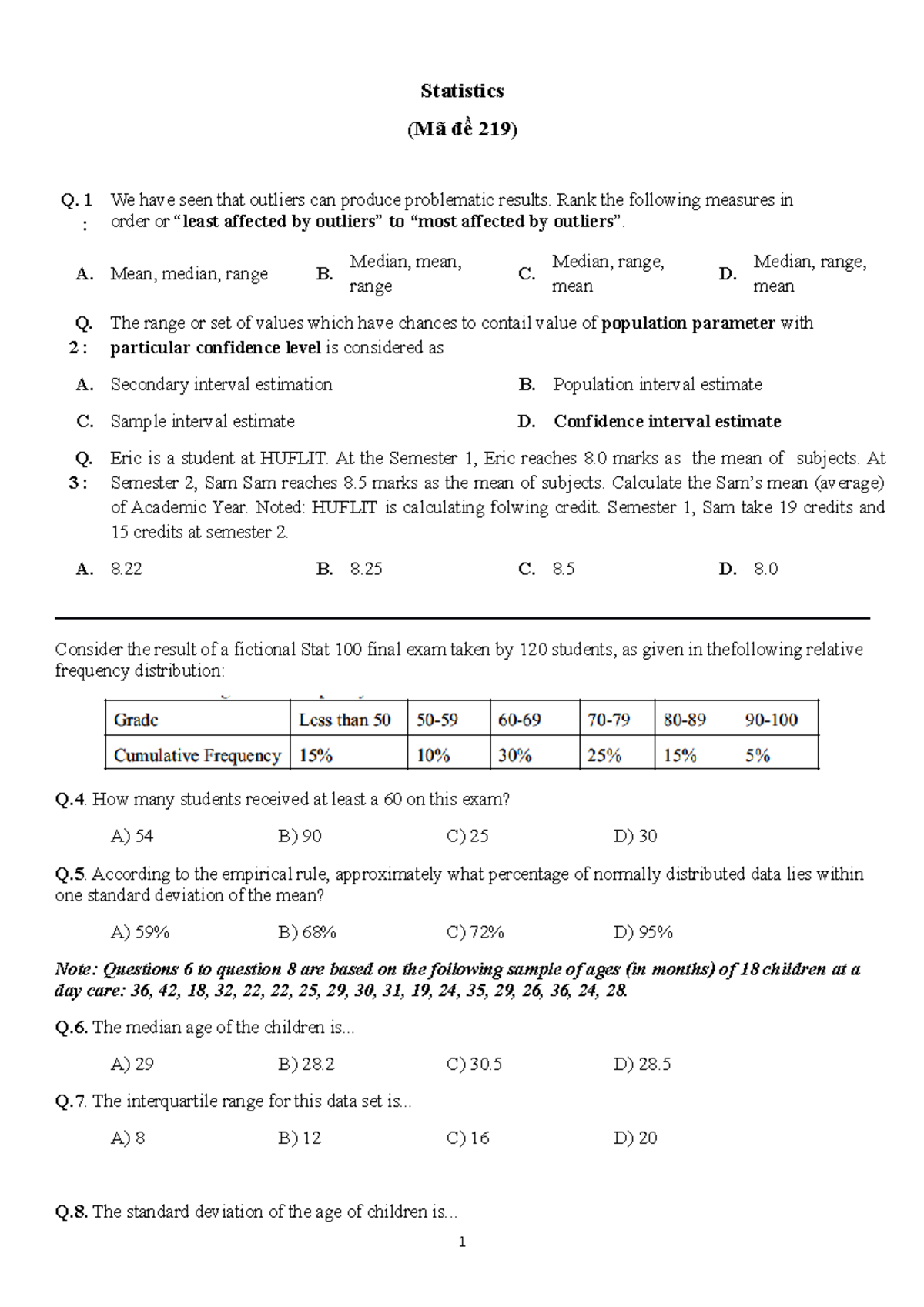 MIdterm-Statistics-219,Tài liệu sử dụng tham khảo môn quản trị ...
