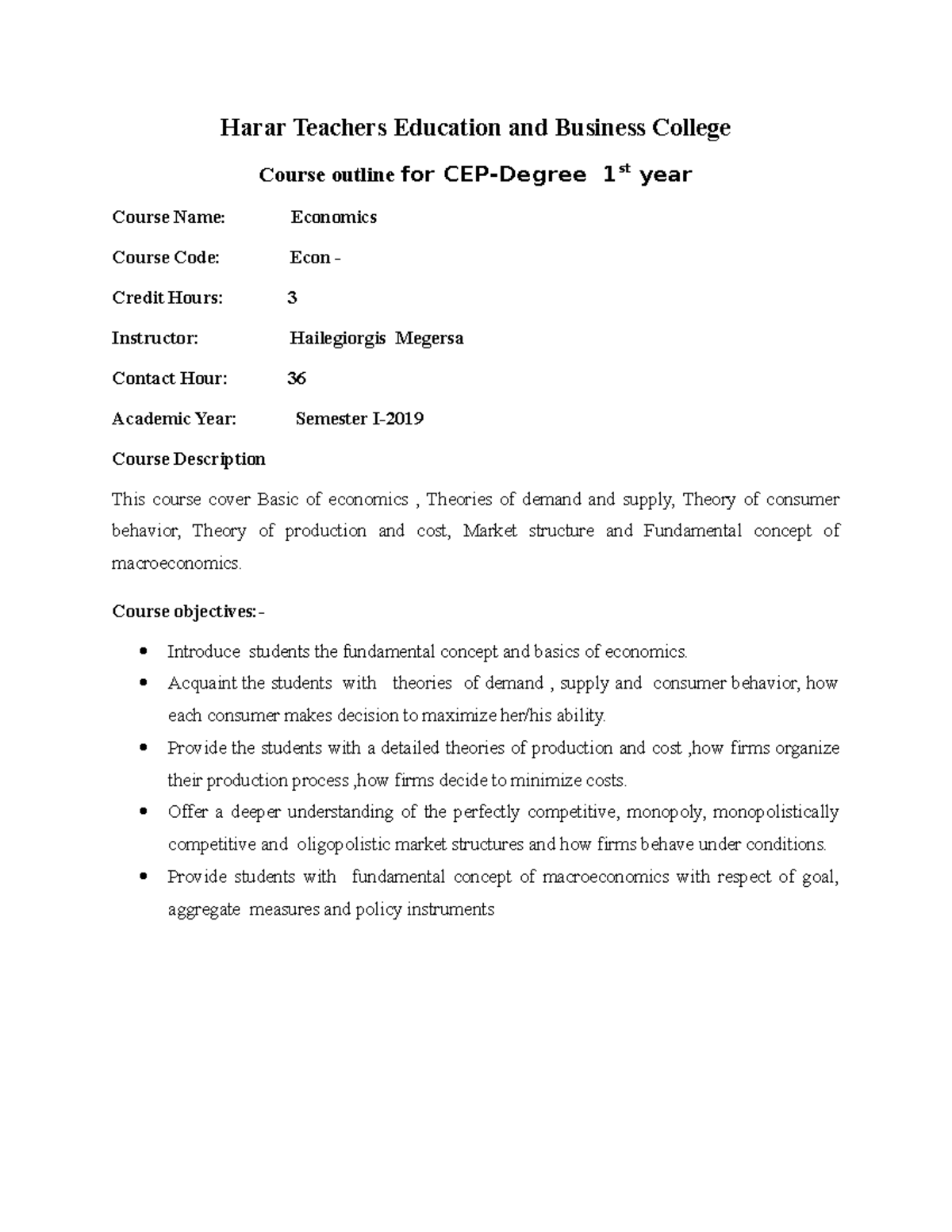 Course outline-Economics Year 1 Acc and Man - Harar Teachers Education ...