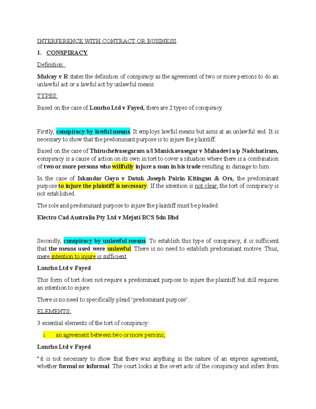 Interference WITH Contract OR Business - INTERFERENCE WITH CONTRACT OR ...