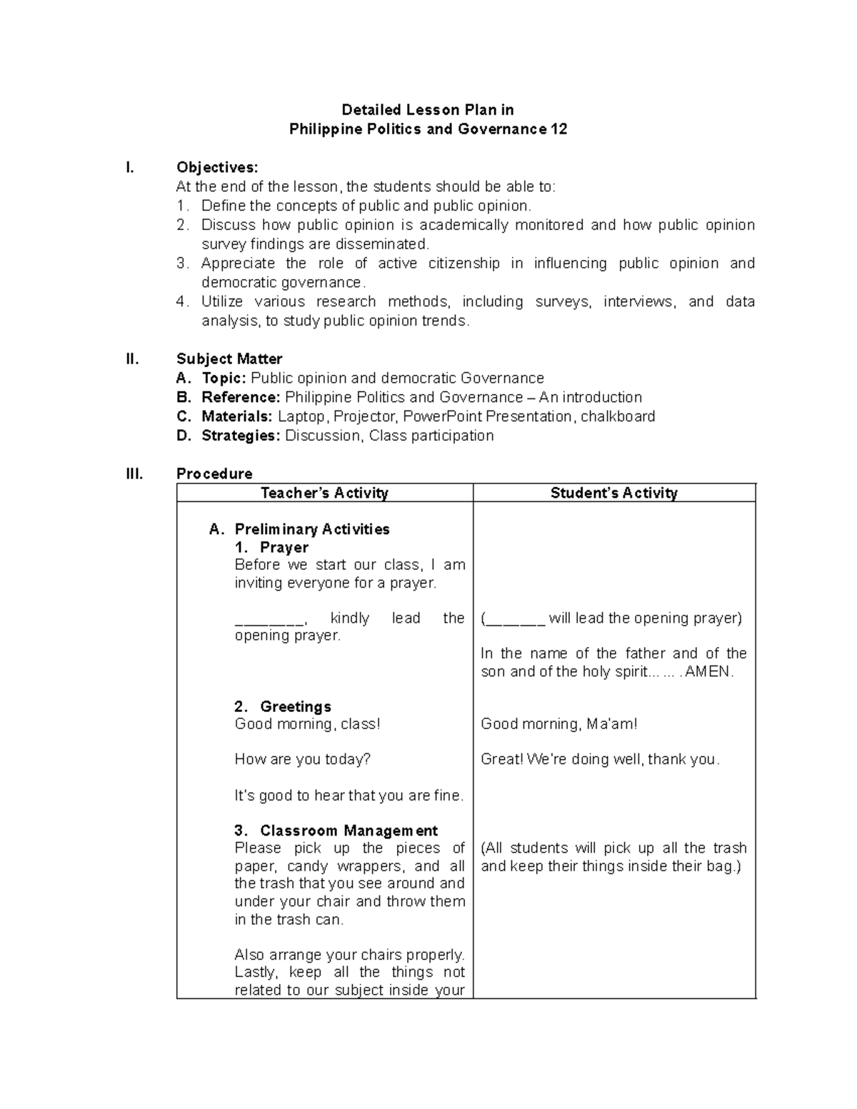 DLP PPG 2 - Detailed Lesson Plan in Philippine Politics and Governance ...