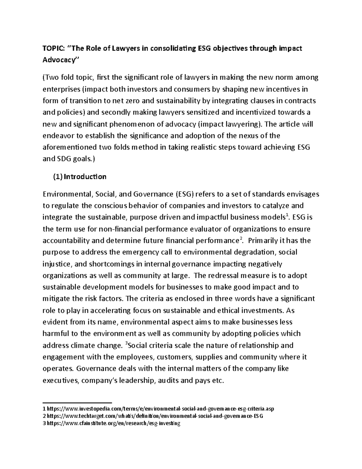 Role of Lawyers (Impact) - TOPIC: ‘’The Role of Lawyers in ...