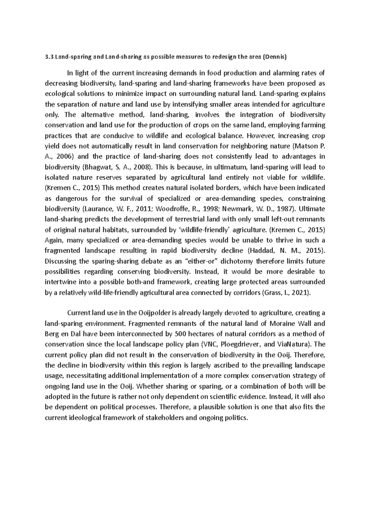 Introduction land-sharing land-sparing - 3 Land-sparing and Land ...