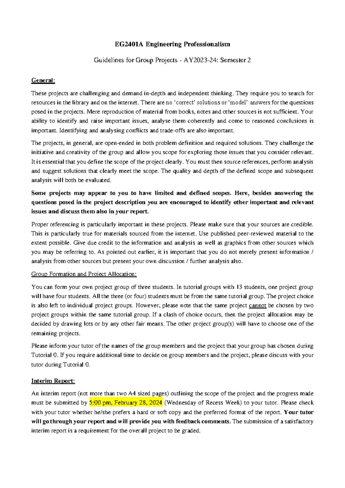 Eg2401 A Group Project Guidelines 23 24sem2 Eg2401a Engineering