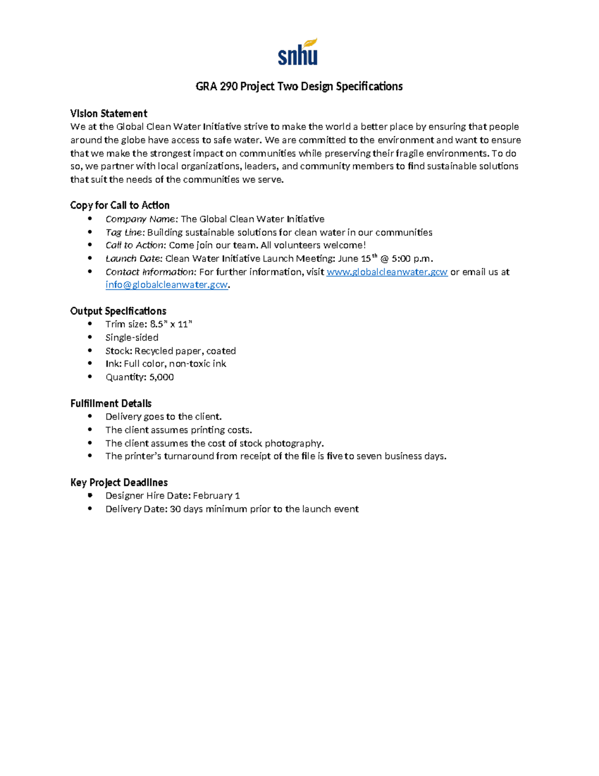 GRA 290 Project Two Design Specifications - GRA 290 Project Two Design ...