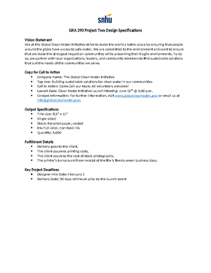 GRA 290 Project Two Template Laura Webster - 1. To design a culturally ...