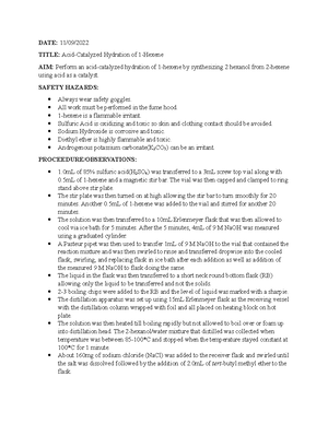 Pre-Lab 1 - Basic Organic Lab Techniques - CHE 201LBR - Studocu