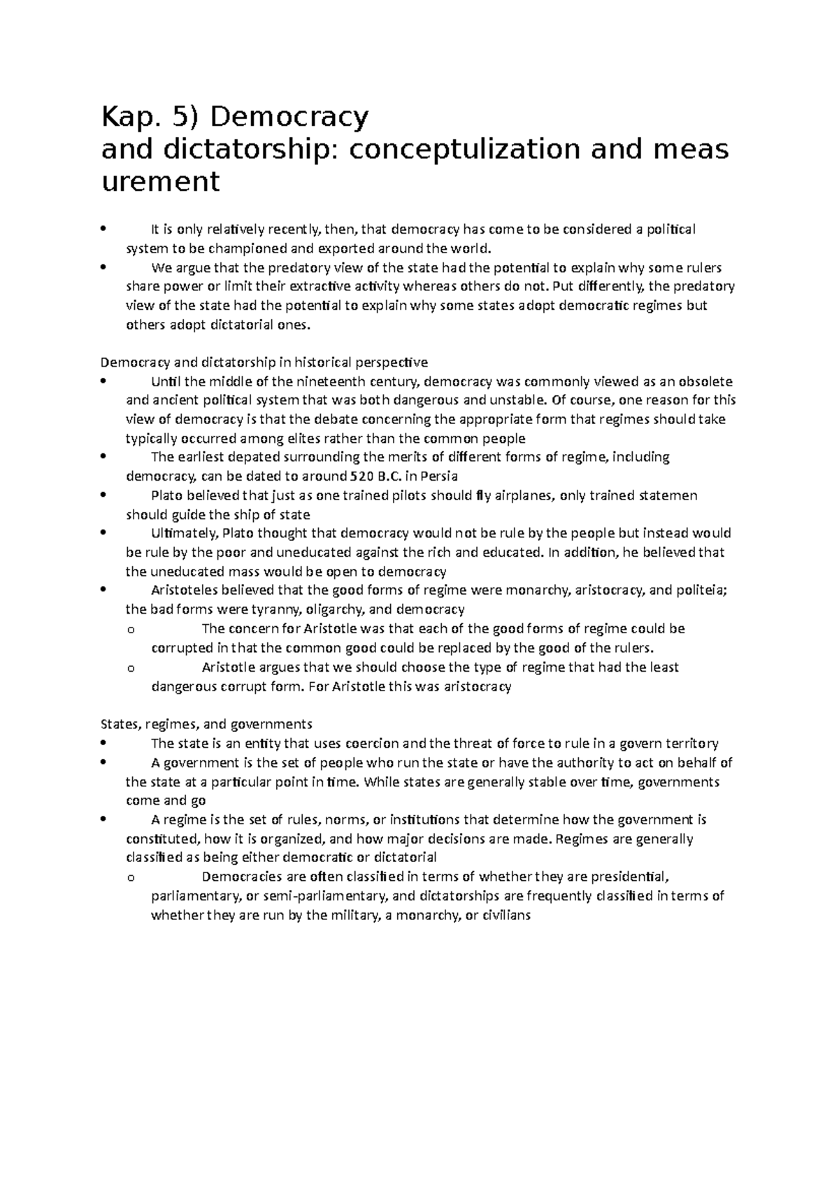 Kap 5 - Principles of comparative politics - Kap. 5) Democracy and ...