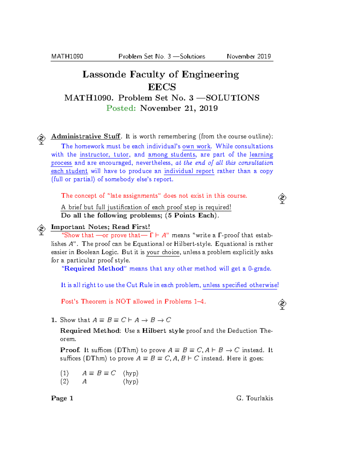 Asg3-2019-SOL - Problem Set No3 |Solutions - Lassonde Faculty of Engineering EECS MATH1090 ...
