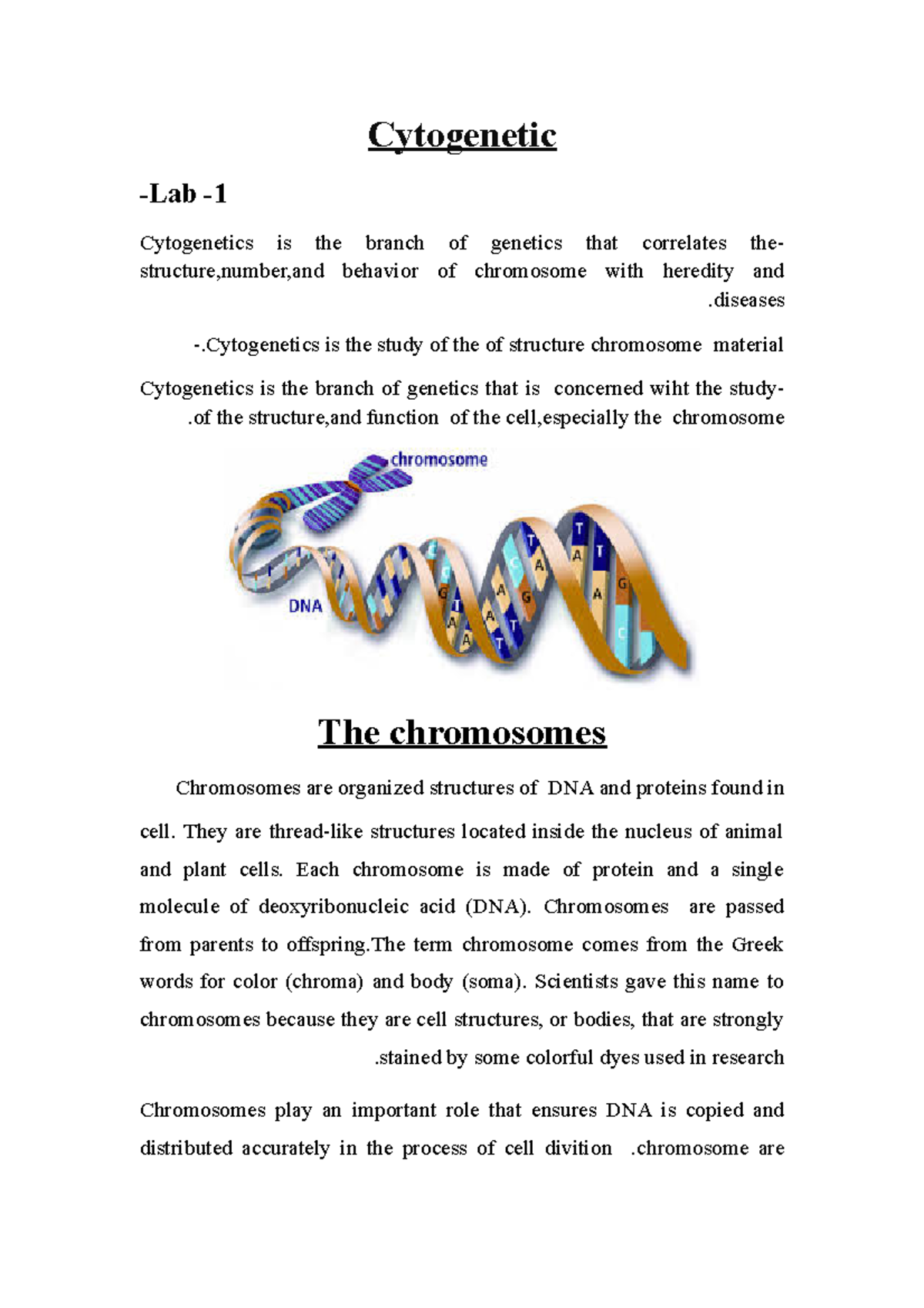 وراثه خلويه1-2-3 - Cytogenetic - Lab - Cytogenetics is the branch of ...