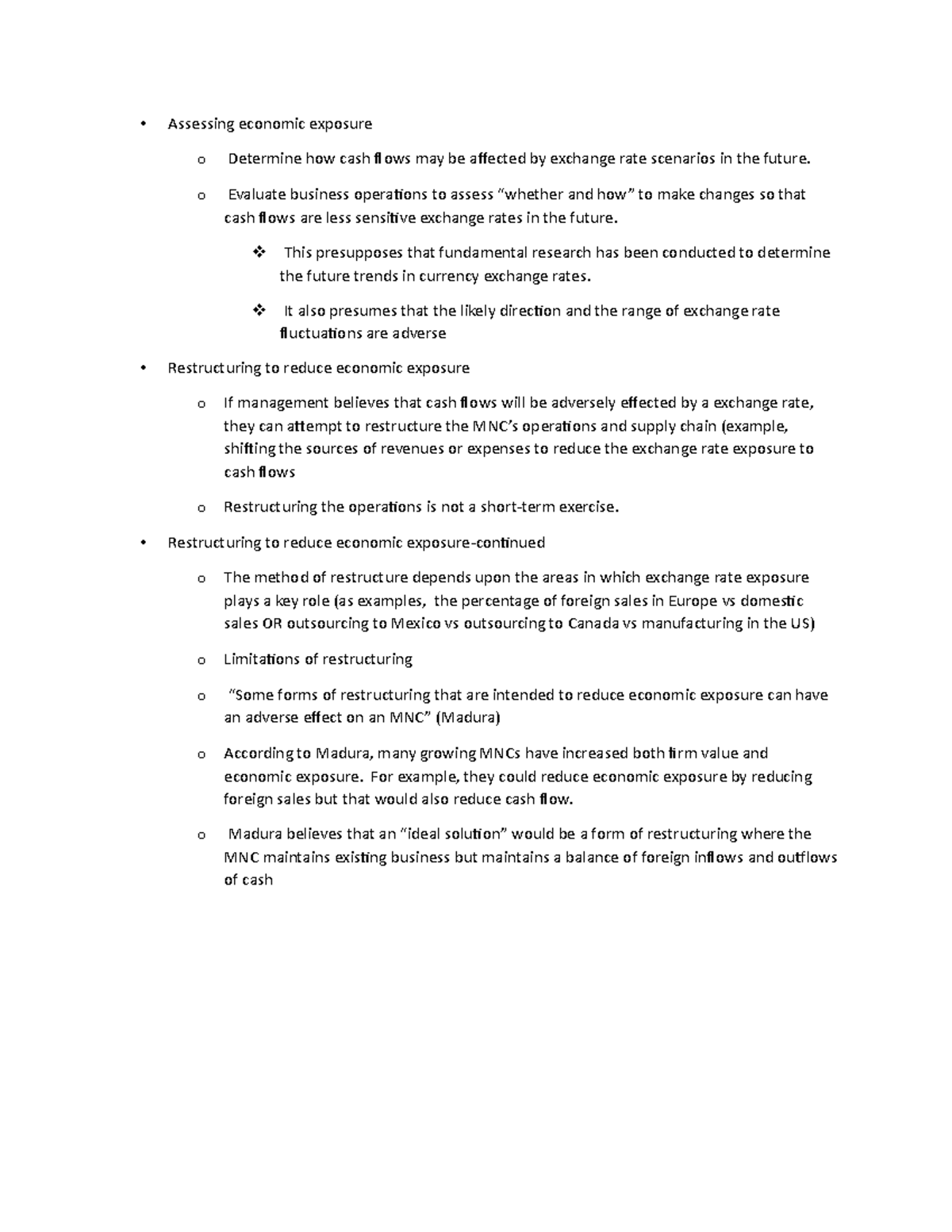 Economic exposure - SUMMARY OF COURSE MATERIAL FOR WEEKS 12-13 ...