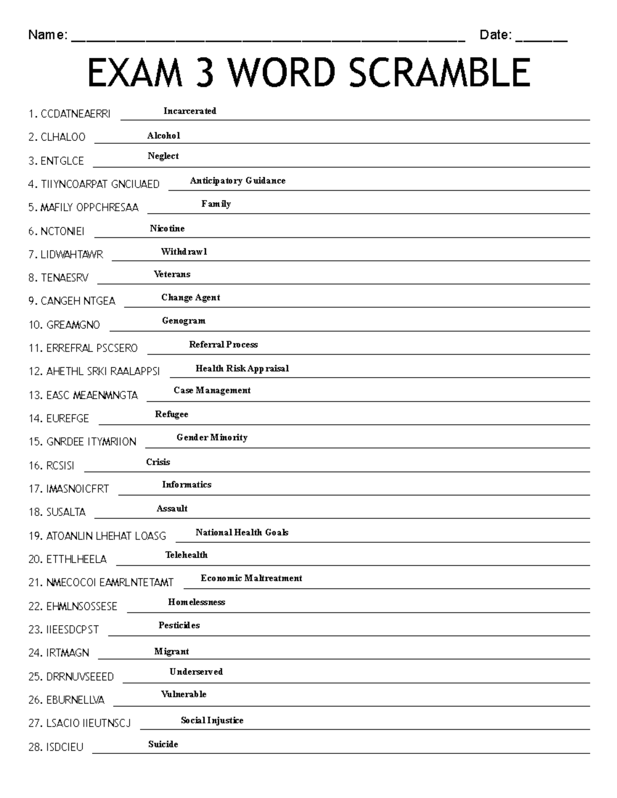 EXAM 3 WORD Scramble - 1. CCDATNEAERRI - Studocu