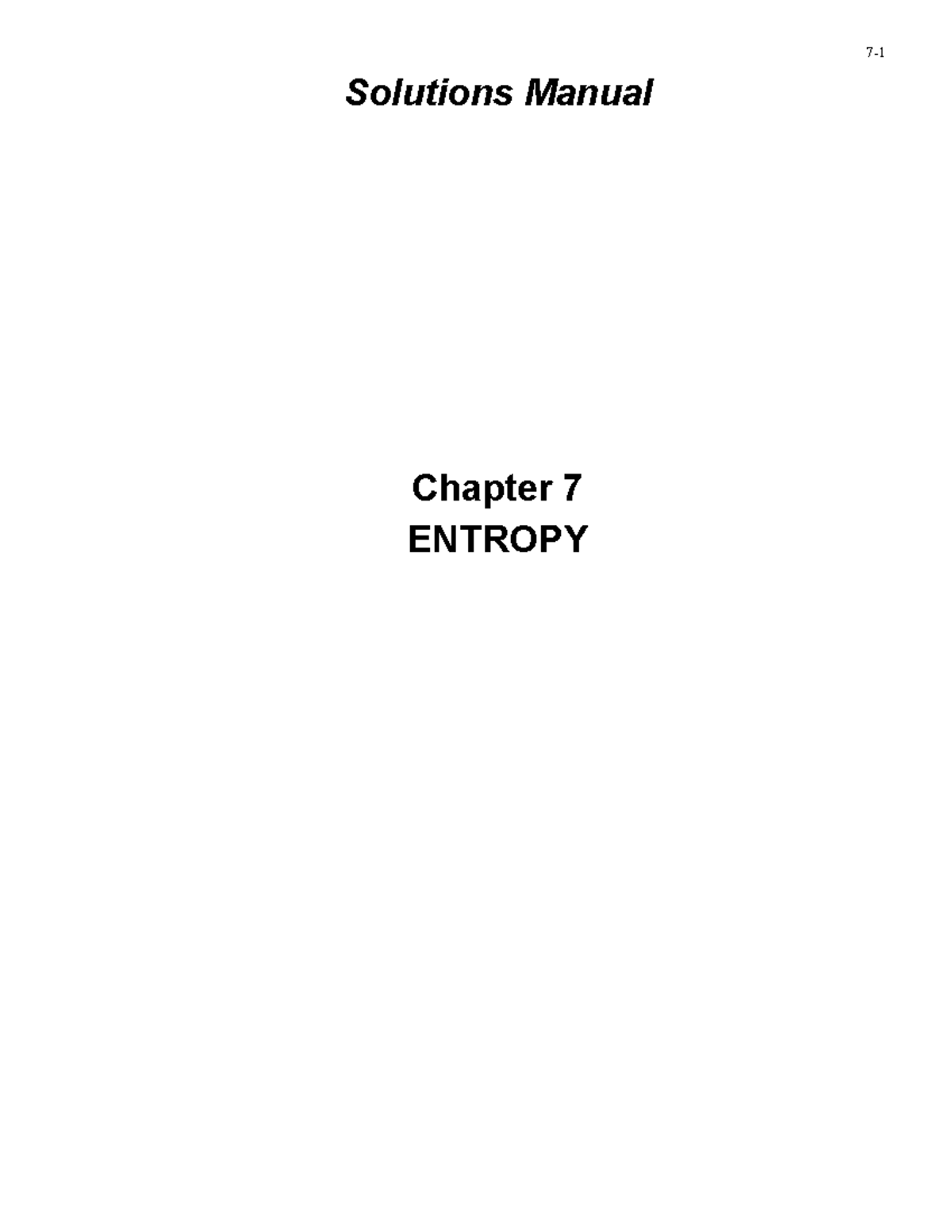 Chap07 Entropy-Engineering Thermodynamic - Solutions Manual Chapter 7 ENTROPY Entropy and the ...