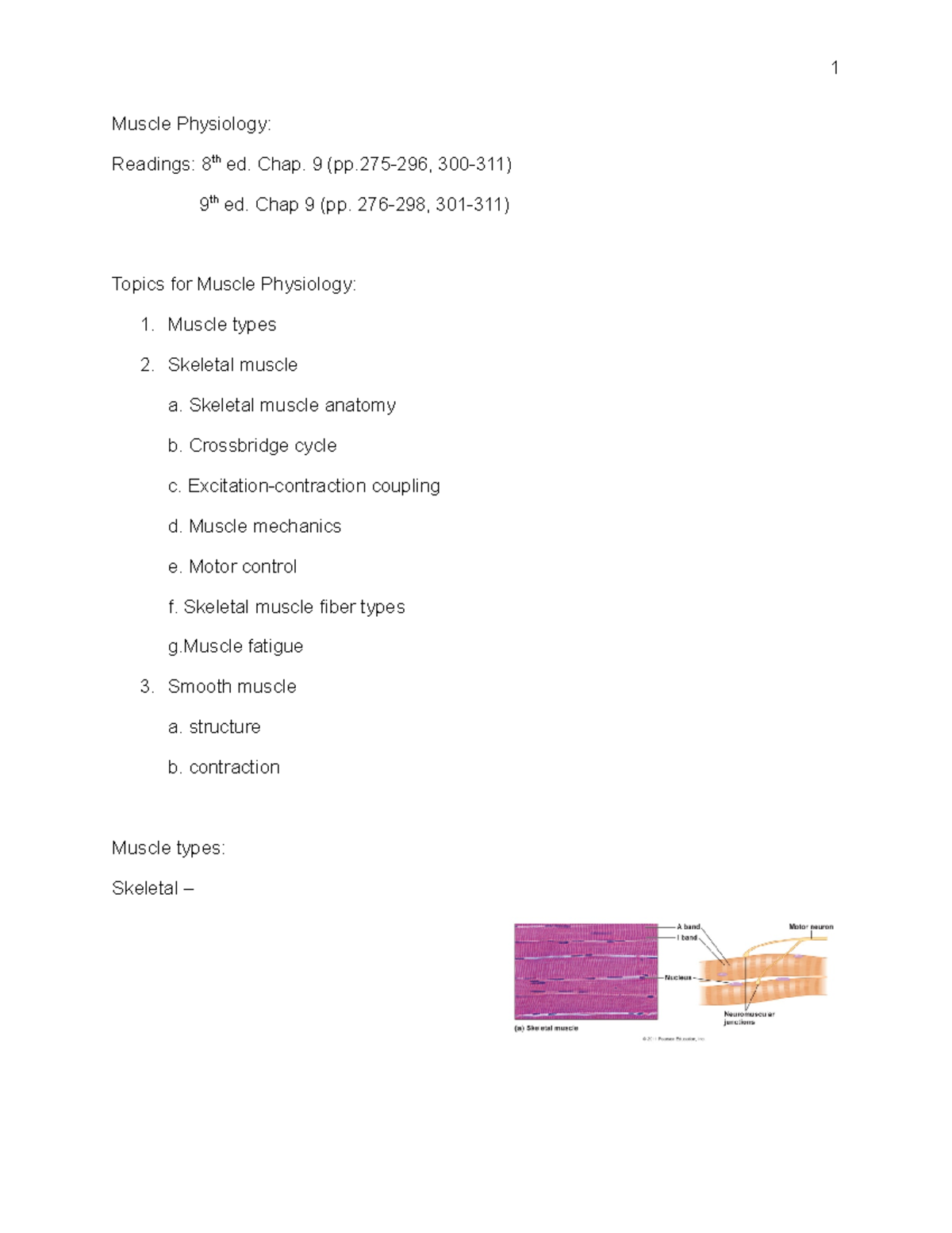 Muscle Physiology-2012 - Muscle Physiology: Readings: 8th ed. Chap. 9 ...