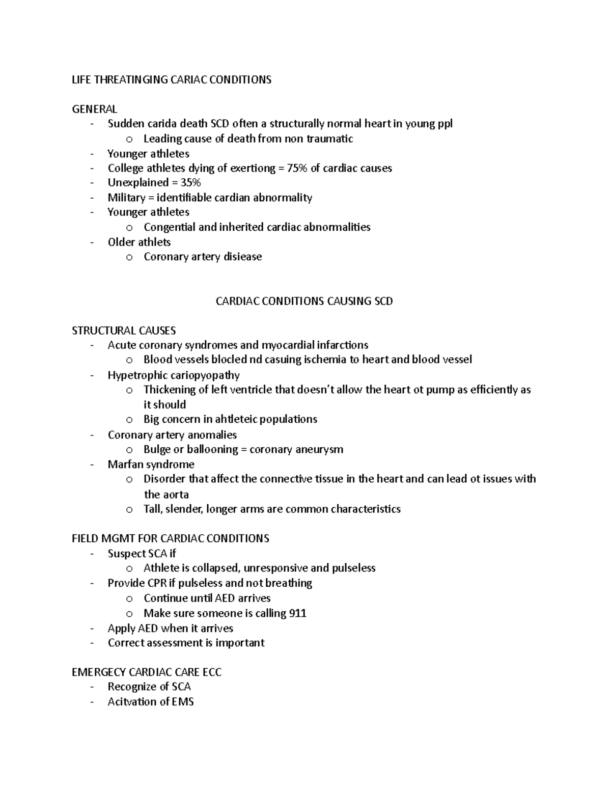 LIFE Threatinging Cariac Conditions - LIFE THREATINGING CARIAC ...