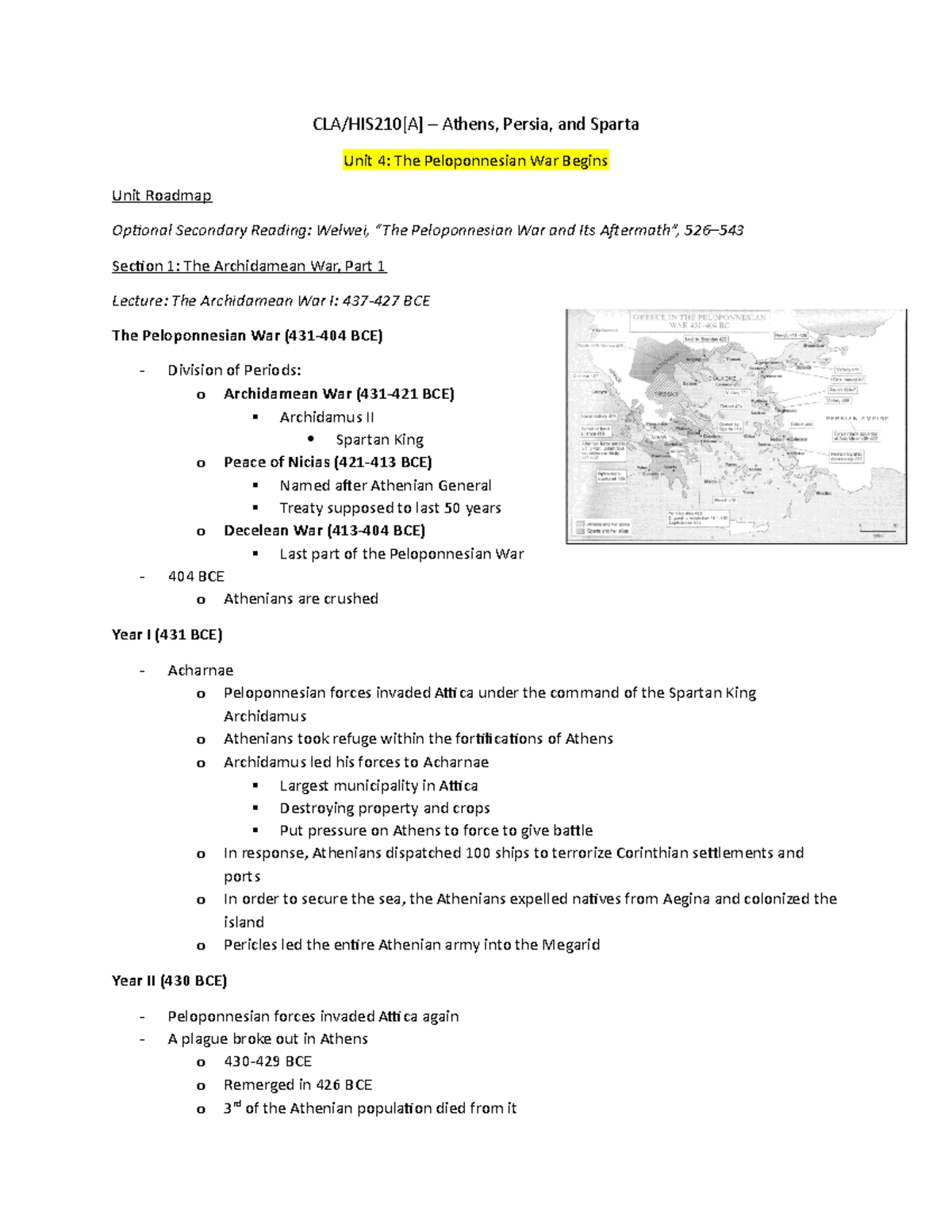 Unit 4 - unit 4 for greek class videos and readings - CLA/HIS210[A ...